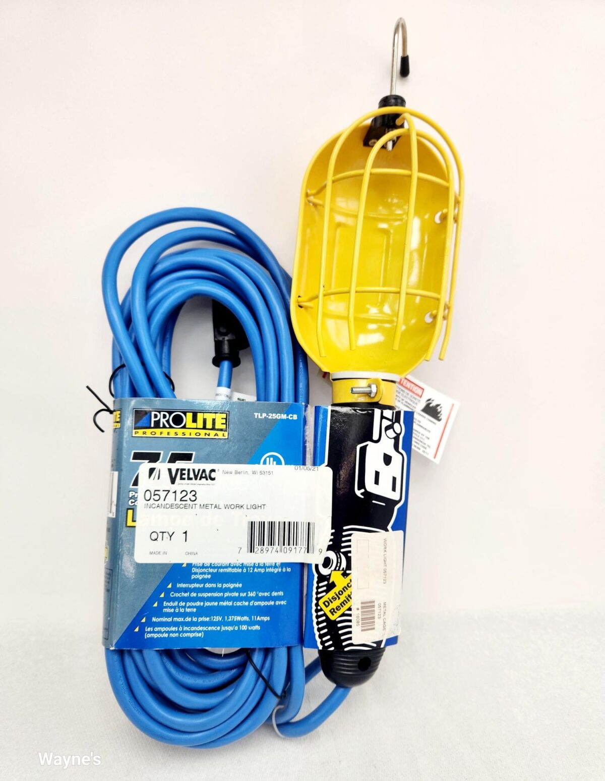 Work Light Incandescent Metal Cage with Outlet Velvac - Space Coast Group